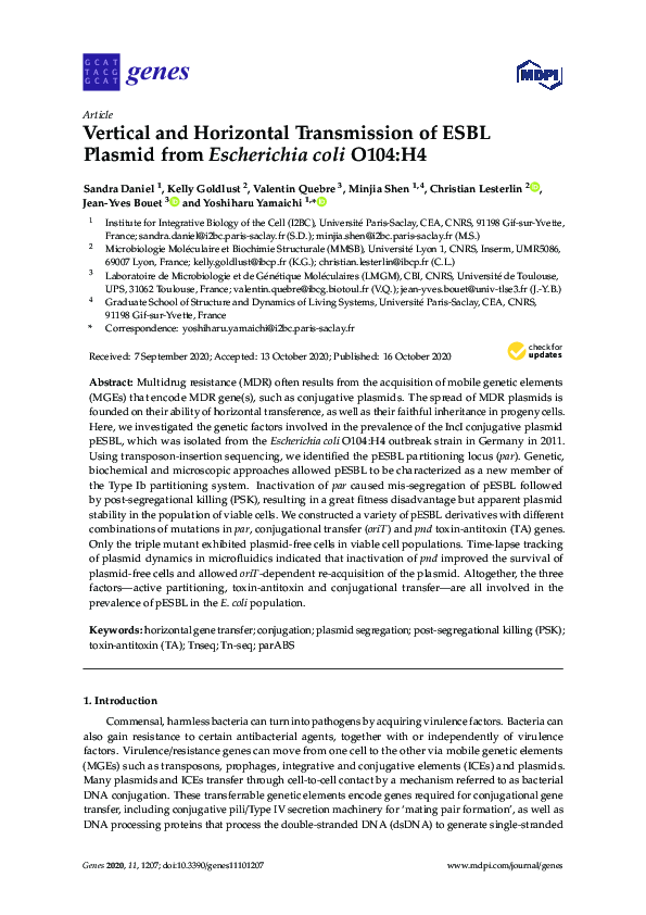 (PDF) Vertical and Horizontal Transmission of ESBL Plasmid from ...