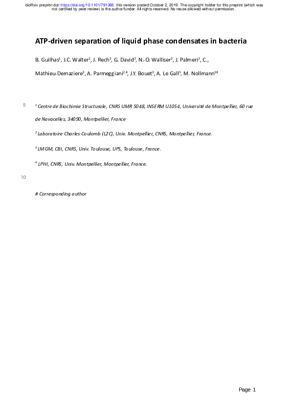 (PDF) ATP-driven separation of liquid phase condensates in bacteria