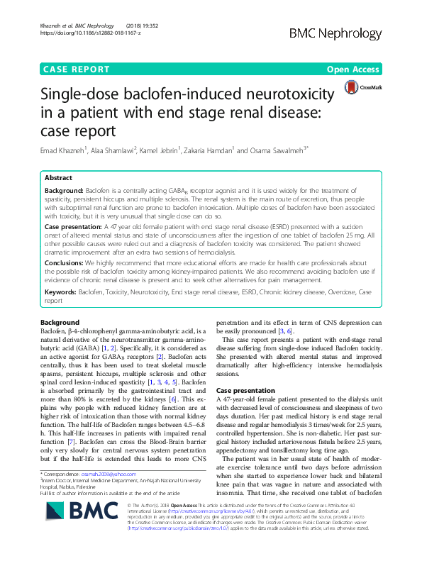 (PDF) Single-dose baclofen-induced neurotoxicity in a patient with end ...