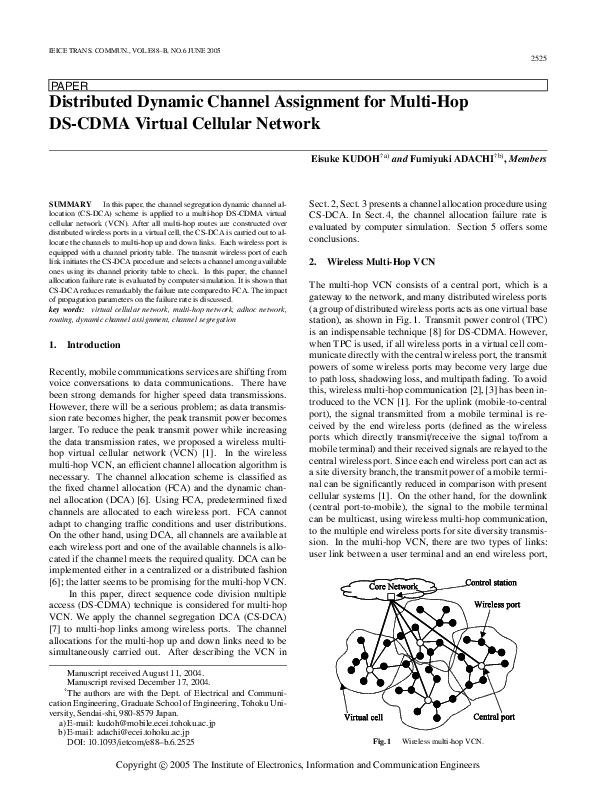 (PDF) Distributed Dynamic Channel Assignment for Multi-Hop DS-CDMA ...