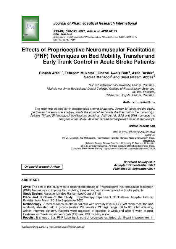 (PDF) Effects of Proprioceptive Neuromuscular Facilitation (PNF ...