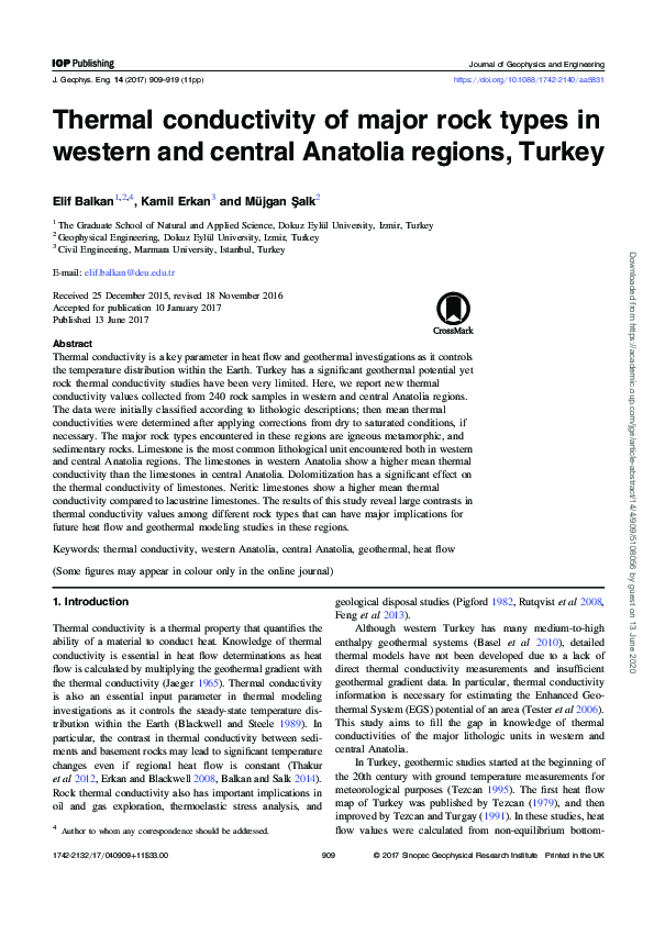 (PDF) Thermal conductivity of major rock types in western and central ...