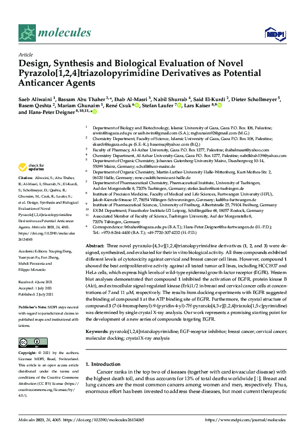 (PDF) Design, Synthesis and Biological Evaluation of Novel Pyrazolo[1,2,4]triazolopyrimidine ...