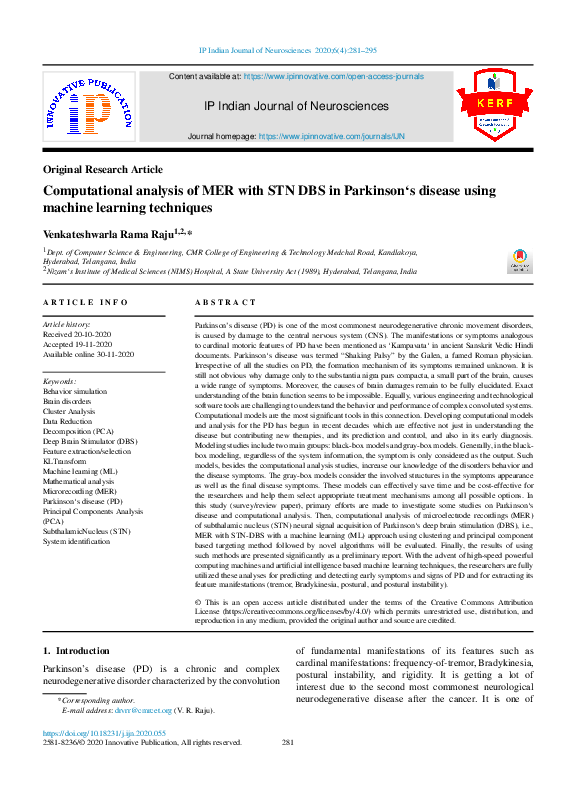 (PDF) Computational analysis of MER with STN DBS in Parkinson‘s disease ...