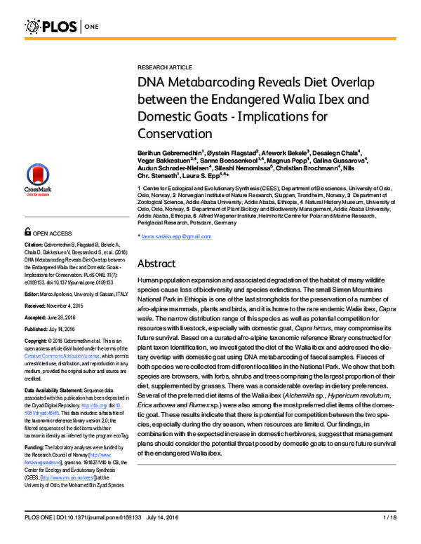 (PDF) DNA Metabarcoding Reveals Diet Overlap between the Endangered ...