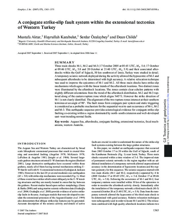 (PDF) A conjugate strike-slip fault system within the extensional ...