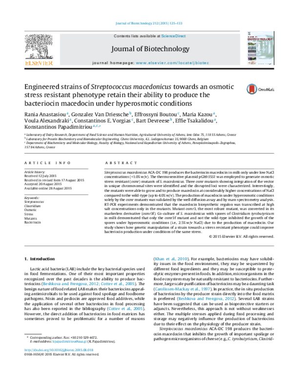 (PDF) Engineered strains of Streptococcus macedonicus towards an ...