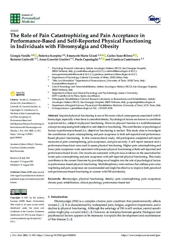 (PDF) The Role of Pain Catastrophizing and Pain Acceptance in ...