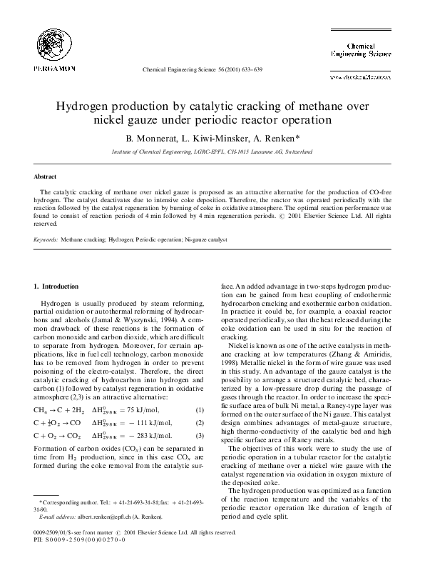 (PDF) Hydrogen production by catalytic cracking of methane over nickel ...