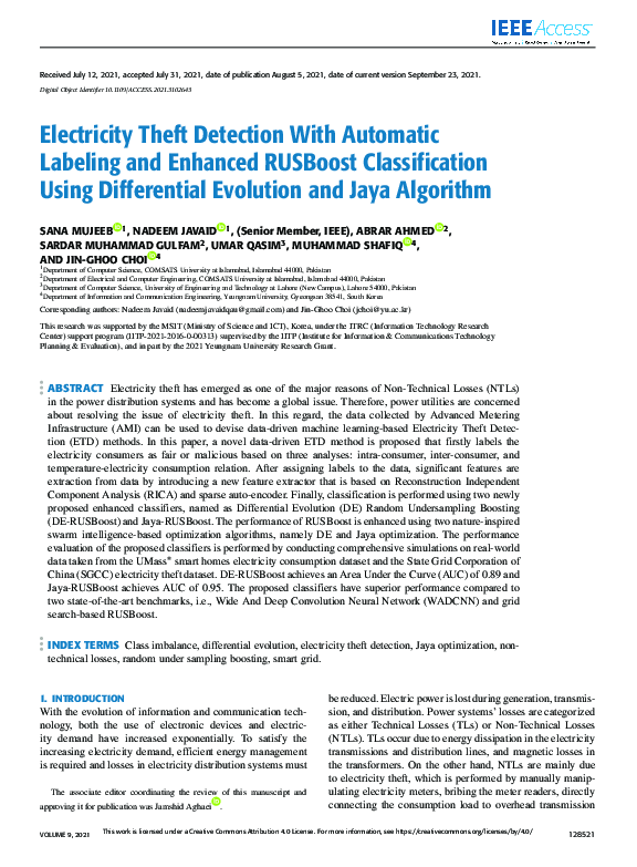 (PDF) Electricity Theft Detection With Automatic Labeling and Enhanced RUSBoost Classification ...