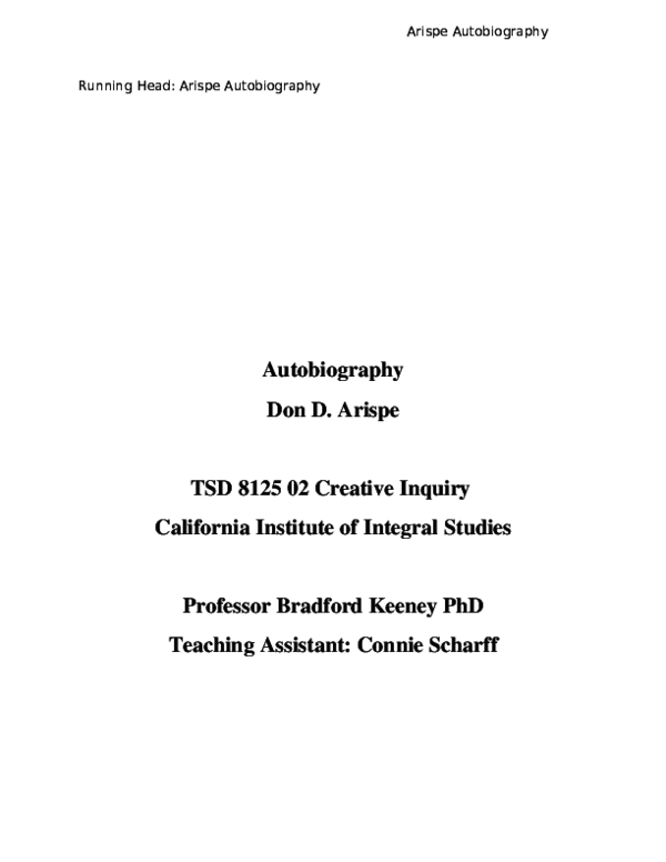 (DOC) "Autobiography" Paper done for an introductory course