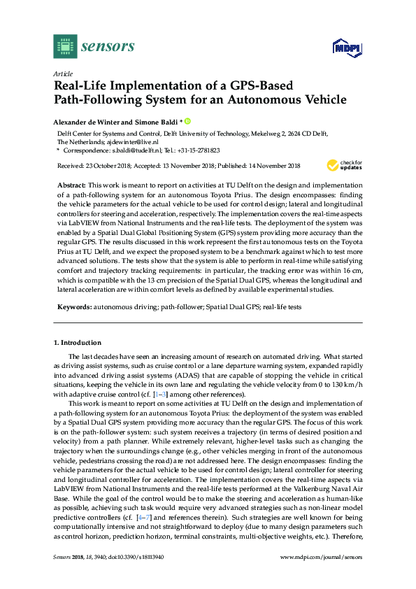 Pdf Real Life Implementation Of A Gps Based Path Following System For