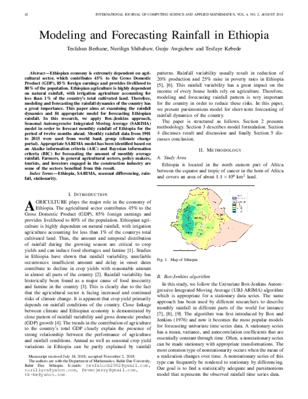 (PDF) Modeling and Forecasting Rainfall in Ethiopia