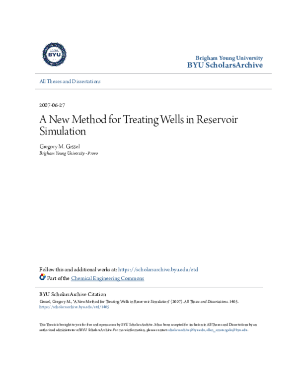 (PDF) A New Method for Treating Wells in Reservoir Simulation