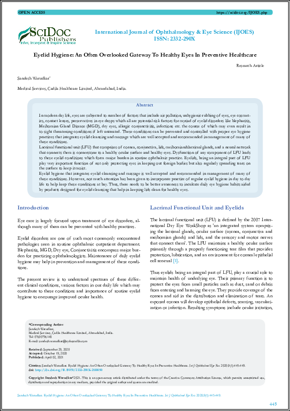 (PDF) Eyelid Hygiene: An Often Overlooked Gateway To Healthy Eyes In ...