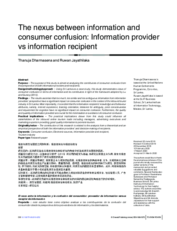 (PDF) The nexus between information and consumer confusion: Information ...