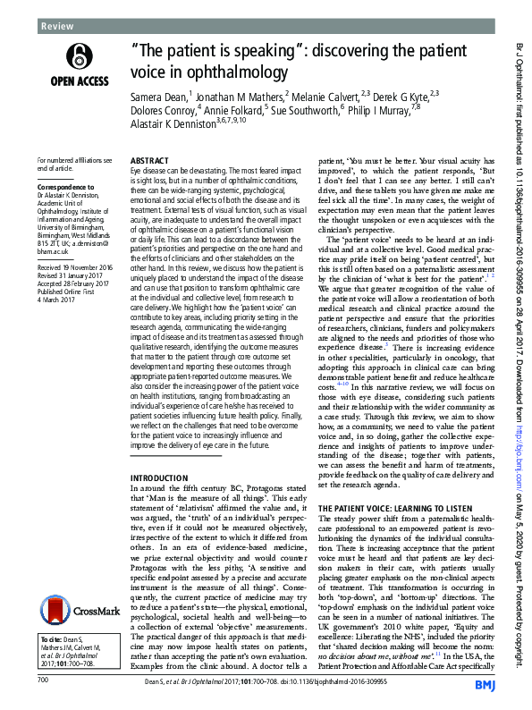 (PDF) “The patient is speaking”: discovering the patient voice in ...