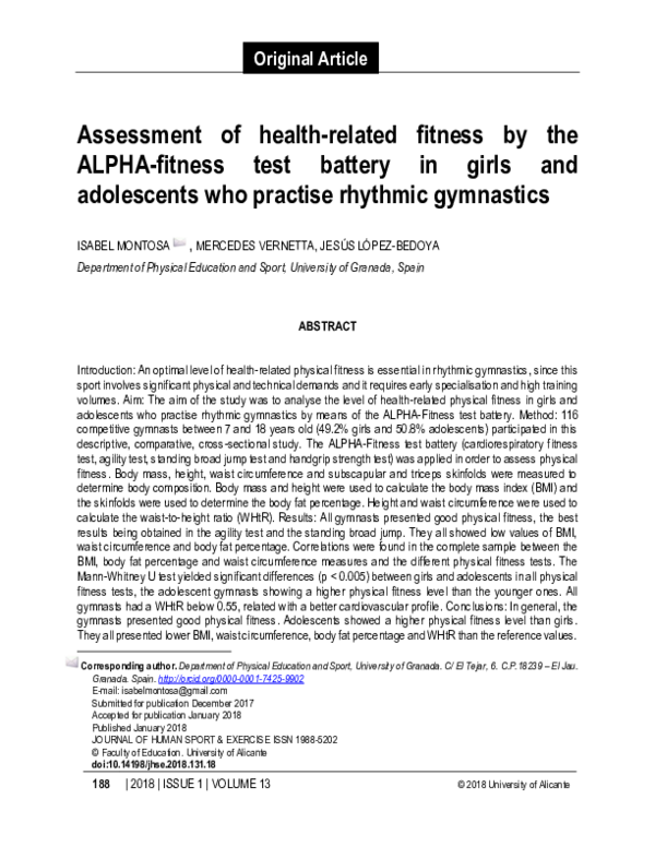 (PDF) Assessment of health-related fitness by the ALPHA-fitness test ...