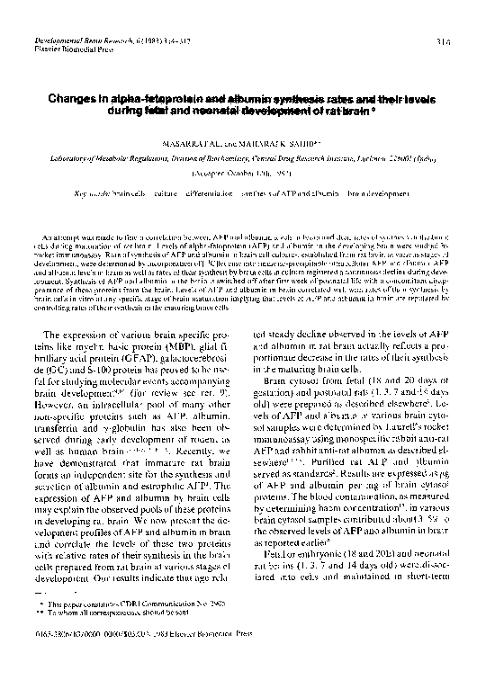 (PDF) Changes in alpha-fetoprotein and albumin synthesis rates and ...