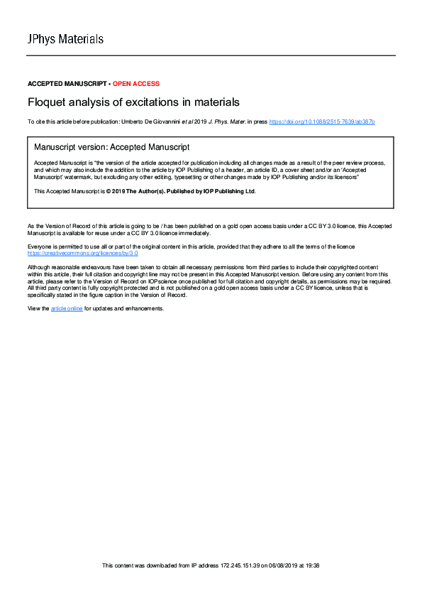 (PDF) Floquet analysis of excitations in materials