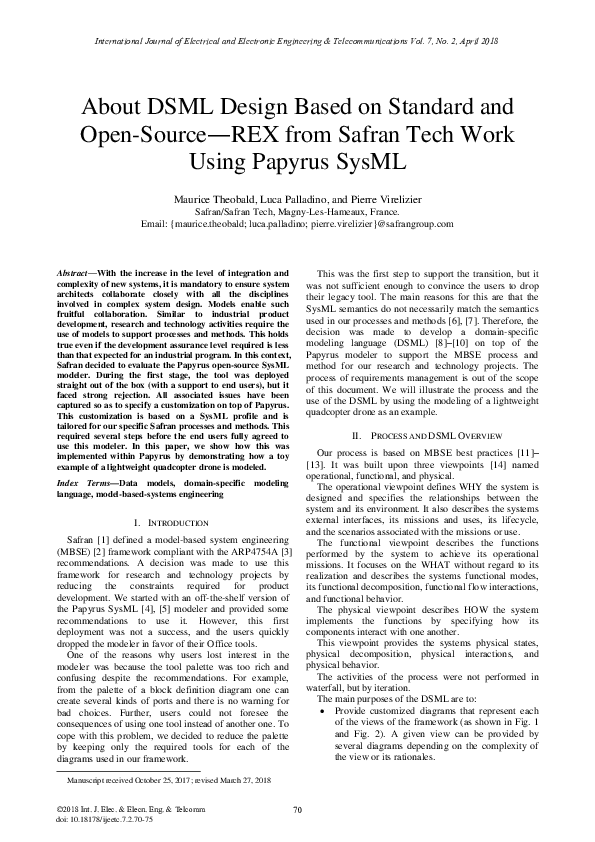Pdf About Dsml Design Based On Standard And Open Source − Rex From Safran Tech Work Using
