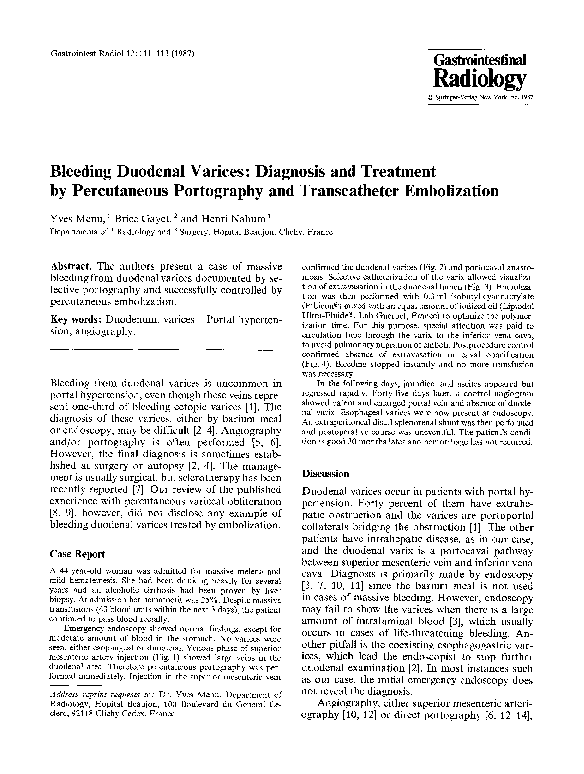 (PDF) Bleeding duodenal varices: Diagnosis and treatment by ...