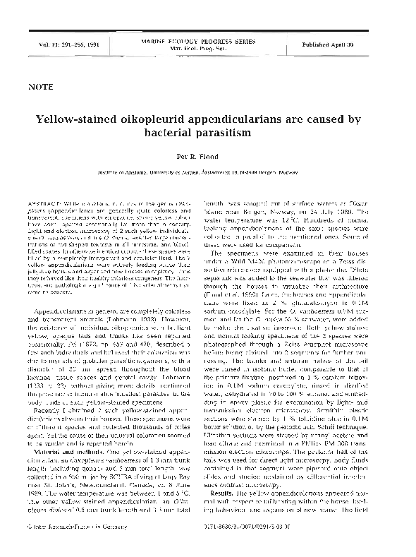 (PDF) Yellow-stained oikopleurid appendicularians are caused by ...