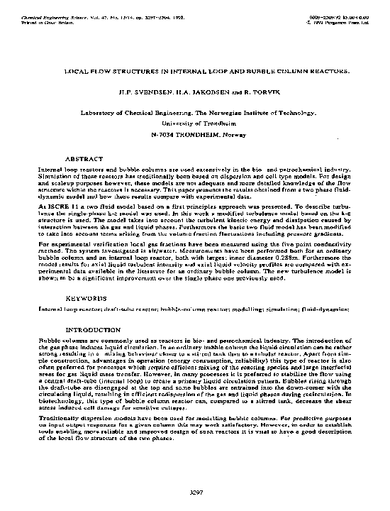 (PDF) Local flow structures in internal loop and bubble column reactors