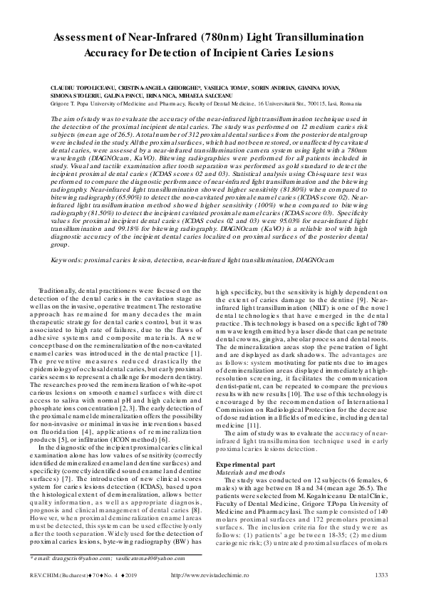(PDF) Assessment of Near-Infrared (780nm) Light Transillumination Accuracy for Detection of ...