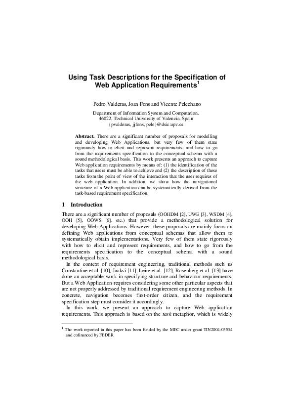 (PDF) Using Task Descriptions for the Specification of Web Application ...