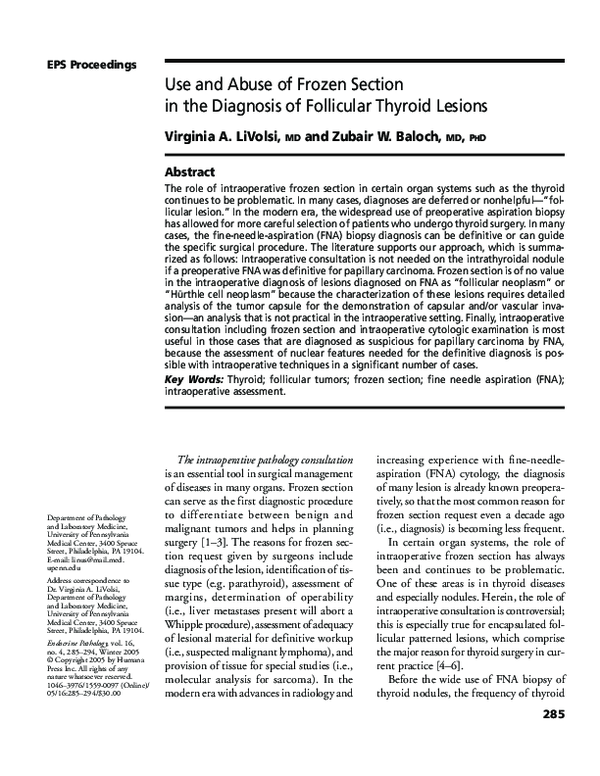 (PDF) Use and Abuse of Frozen Section in the Diagnosis of Follicular ...