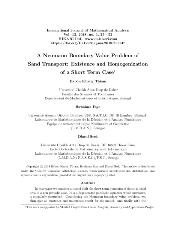 (PDF) A Neumann boundary value problem of sand transport: existence and homogenization of a ...