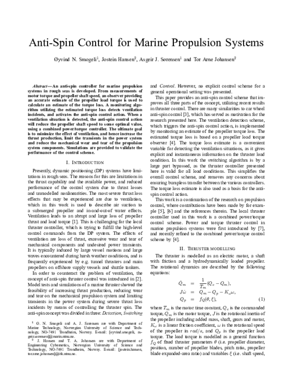 (PDF) Anti-spin control for marine propulsion systems