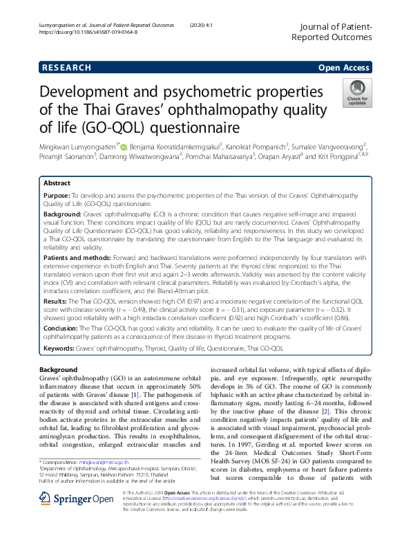 (PDF) Development and psychometric properties of the Thai Graves’ ophthalmopathy quality of life ...