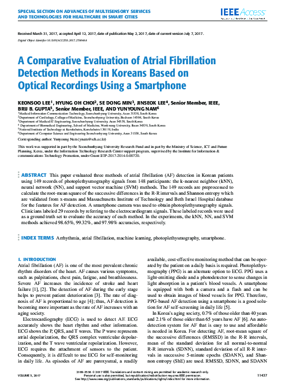 Pdf A Comparative Evaluation Of Atrial Fibrillation Detection Methods