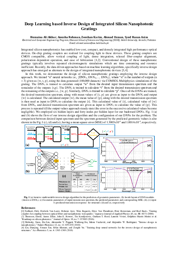 (PDF) Deep Learning based Inverse Design of Integrated Silicon Nanophotonic Gratings