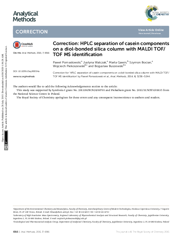 (PDF) HPLC separation of casein components on a diol-bonded silica ...