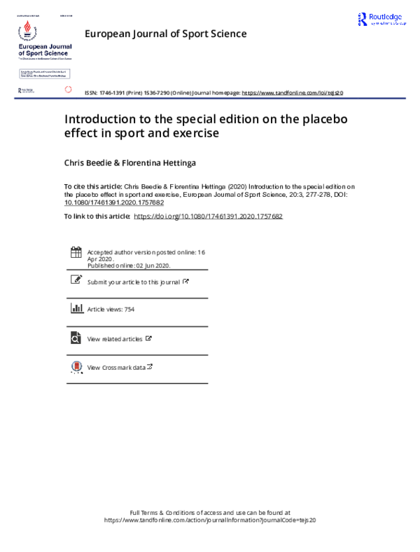(PDF) Introduction to the special edition on the placebo effect in ...