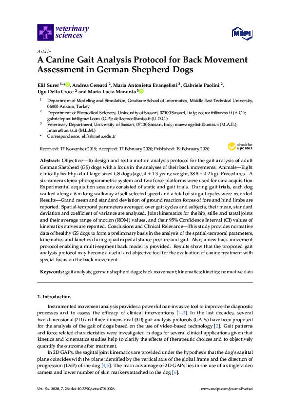 (PDF) A Canine Gait Analysis Protocol for Back Movement Assessment in ...