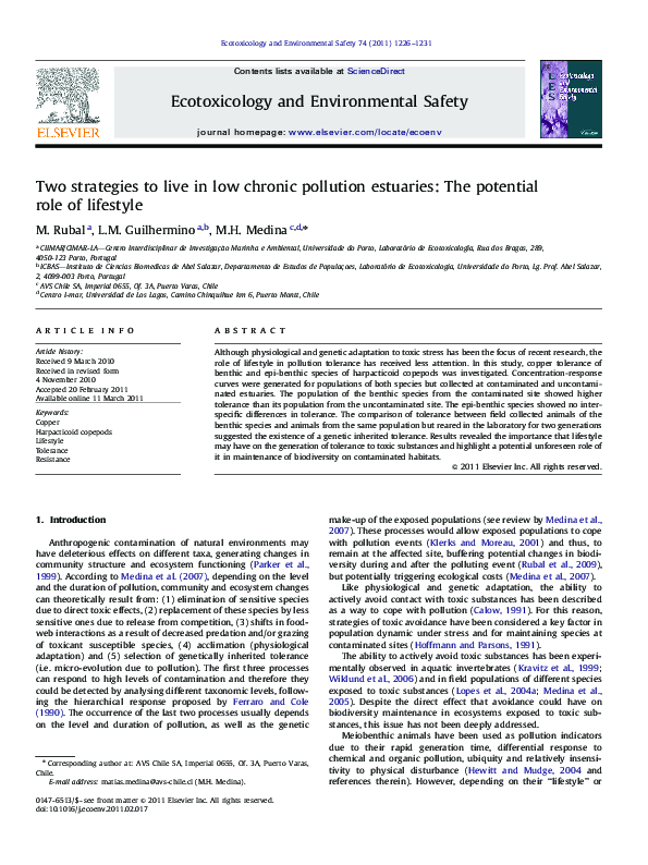 (PDF) Two strategies to live in low chronic pollution estuaries: The ...