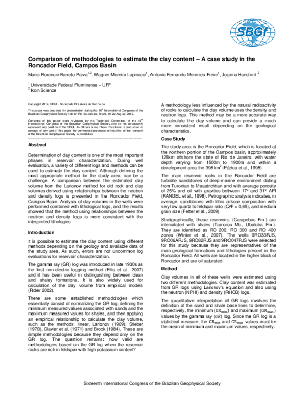 (PDF) Comparison of methodologies to estimate the clay content – A case ...
