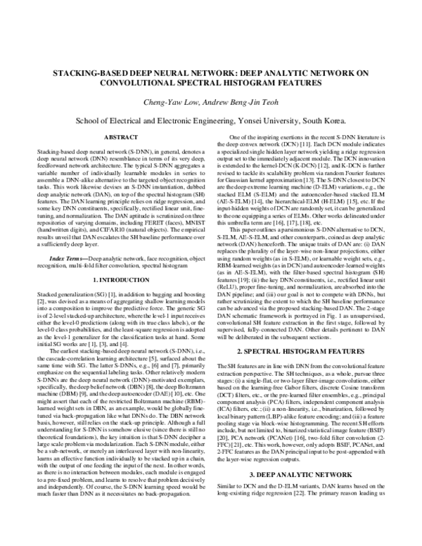 Pdf Stacking Based Deep Neural Network Deep Analytic Network On Convolutional Spectral