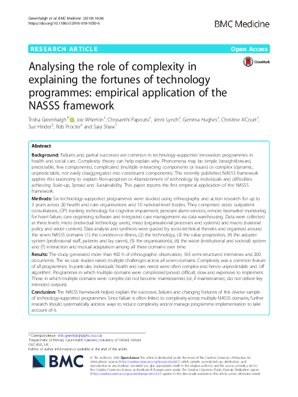 (PDF) Analysing the role of complexity in explaining the fortunes of ...