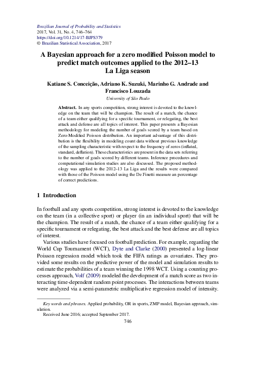 (PDF) A Bayesian approach for a zero modified Poisson model to predict ...