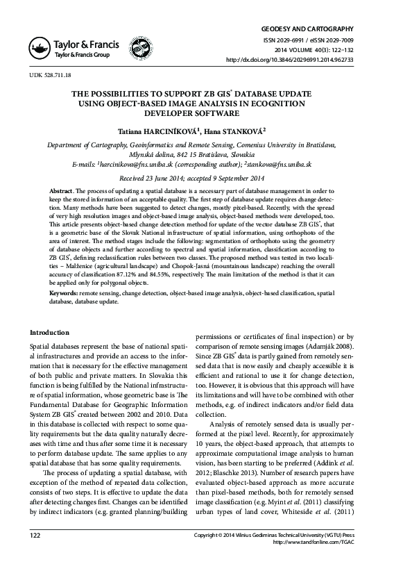 (PDF) The possibilities to support ZB GIS ® database update using object-based image analysis in ...