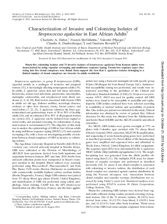 (PDF) Characterization of Invasive and Colonizing Isolates of ...