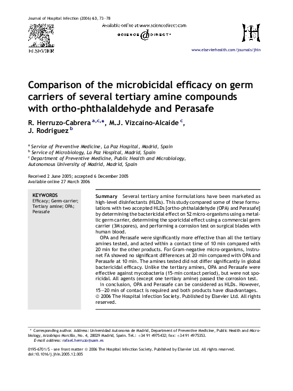 (PDF) Comparison of the microbicidal efficacy on germ carriers of ...