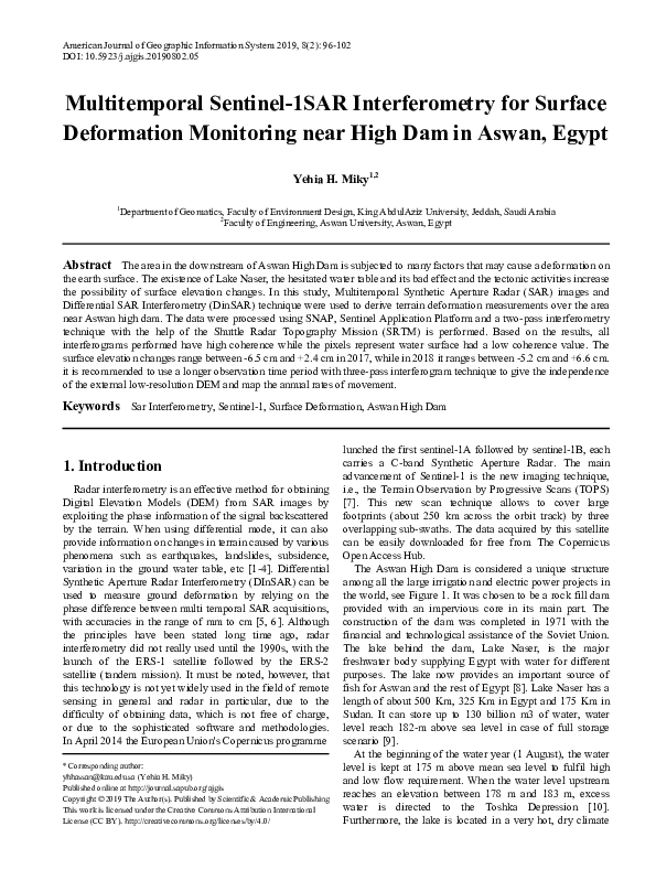 (PDF) Multitemporal Sentinel-1SAR Interferometry for Surface ...