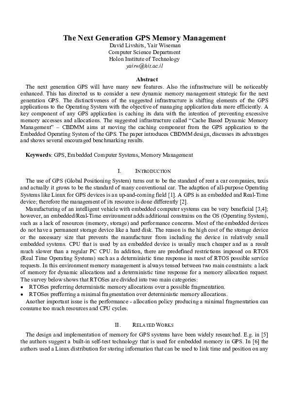 (PDF) The next generation GPS memory management