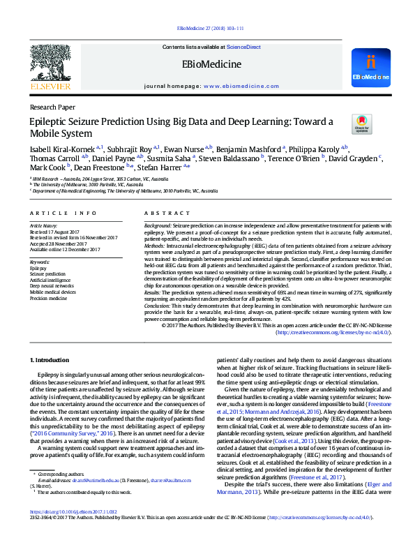 Pdf Epileptic Seizure Prediction Using Big Data And Deep Learning